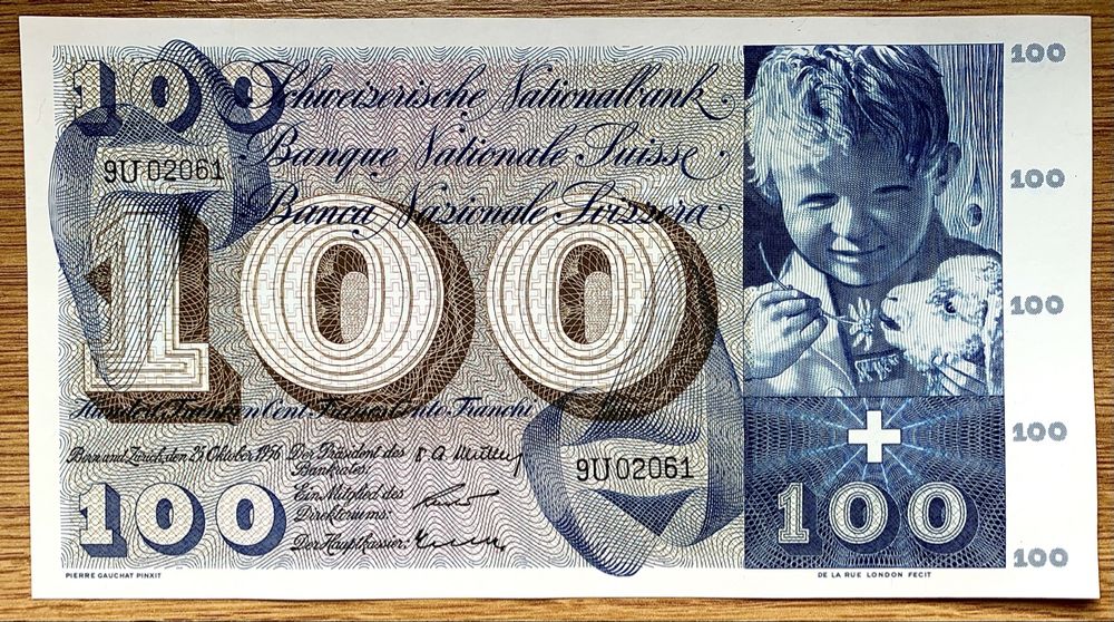 100 Franken 1956!!! Selten Jahrgang!!! Top Zustand!!! (Neu (gemäss ...