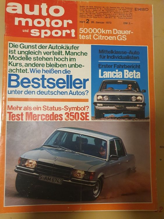 AMS 2/73 Mercedes 350 SE W116 Lancia Beta Citroen GS xx | Kaufen auf ...