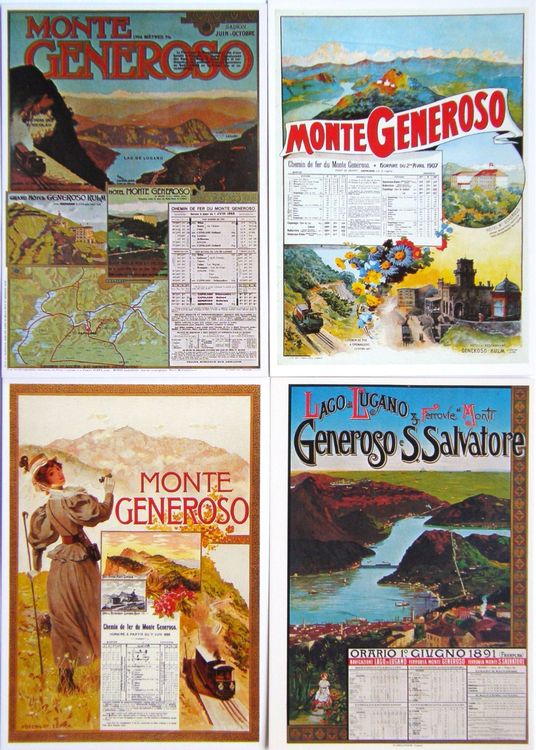 orig. 4 AK MONTE GENEROSO Kunst- und Plakatkarten ca. 1980 (Neu (gemäss ...