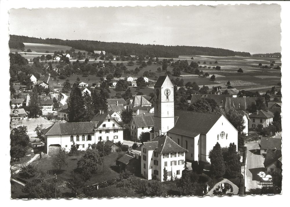 Rohrdorf (AG) Dorfpartie mit Kirche - Flugaufnahme - um 1950 (Gebraucht) in Engelburg für CHF 7. ...