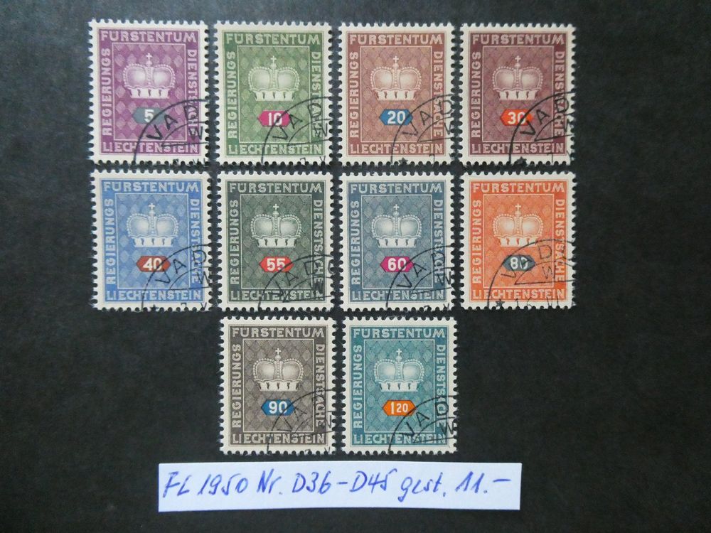 FL 1950 Nr. D36-D45 gestempelt (Gebraucht) in Lausen für CHF 2 – mit Lieferung auf Ricardo kaufen