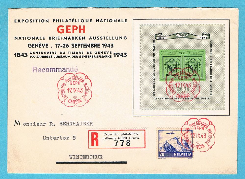 Genfer Block W18 auf off.R-Couvert 17.IX.43 ! Ab Fr.1! (Gebraucht) in Seedorf für CHF 9 – mit ...