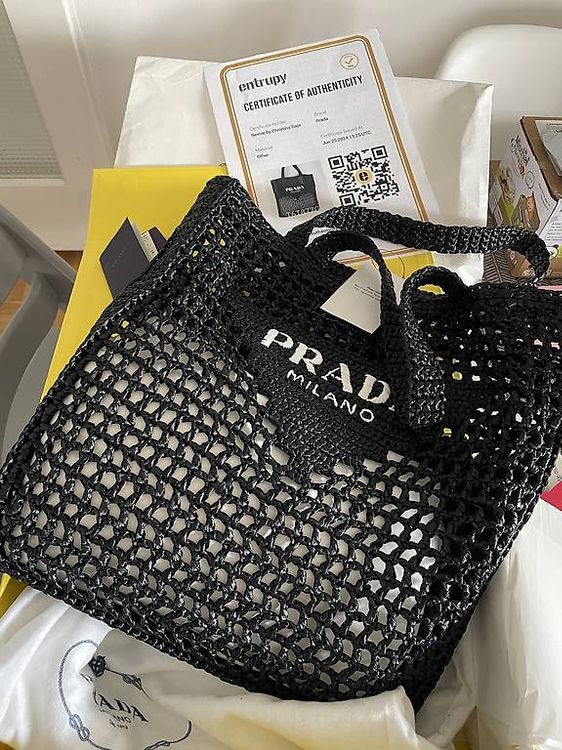 Prada Raffia Tote Bag Shopper Basttasche Strandtasche (Gebraucht) in ...