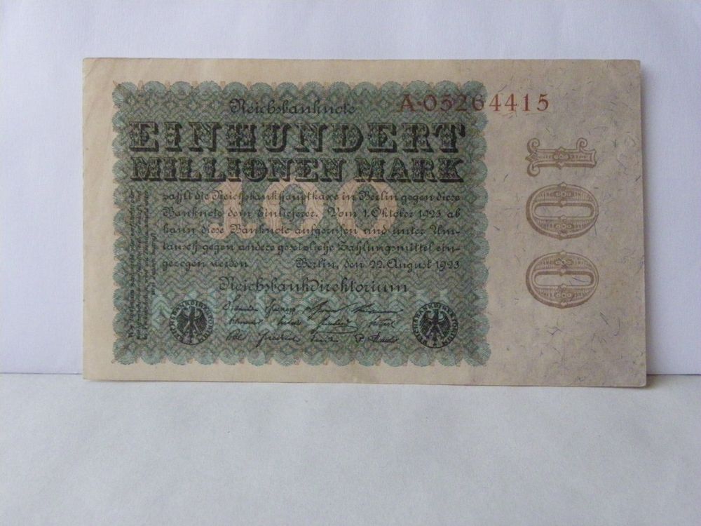 15/ Historische Reichsmark 100 Millionen 1923, Banknote | Kaufen auf Ricardo