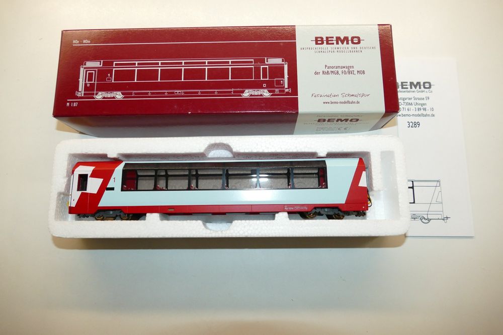 Bemo H0m: RhB 1.Kl. Panoramawagen Api 1314 Glacier Express (Neu (gemäss Beschreibung)) in ...
