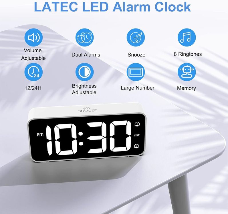 LED Wecker, Digital Uhr inkl. USB Netzteil & Kabel, 2 Alarme (Neu und ...