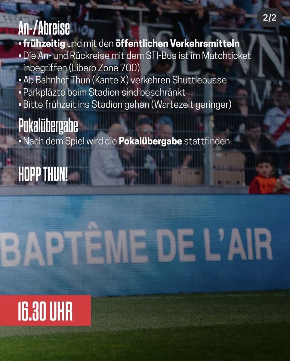 Thun vs YB - 2x Top Tickets nebeneinander! (Neu und originalverpackt ...