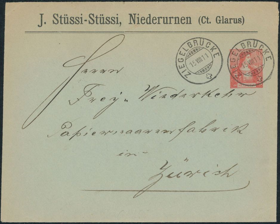 GL Ziegelbrücke - Privat Ganzsachen - Niederurnen (Gebraucht) in Schindellegi für CHF 25 – mit ...