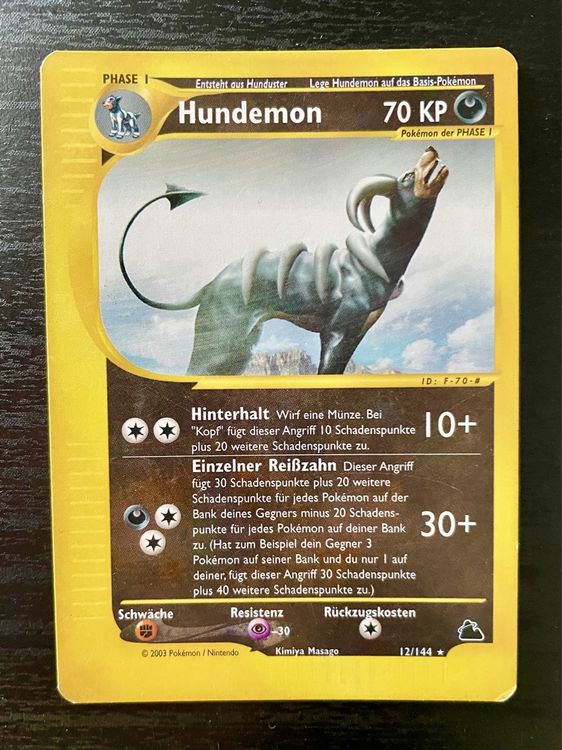 Hundemon Stufe 1 Skyridge Pokemon Karte (12/144, 2003) (Neu (gemäss ...