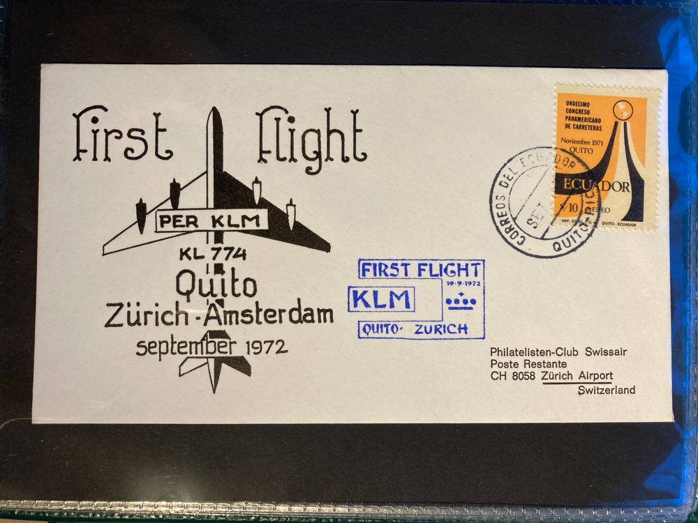Ecuador 1972 Flugbrief 1.Flug KLM Quito Zürich | Kaufen auf Ricardo