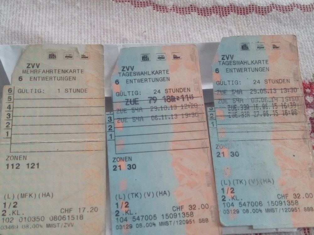 Mehrfahrtenkarten der ZVV (Gebraucht) in Zürich für CHF 6 – mit ...