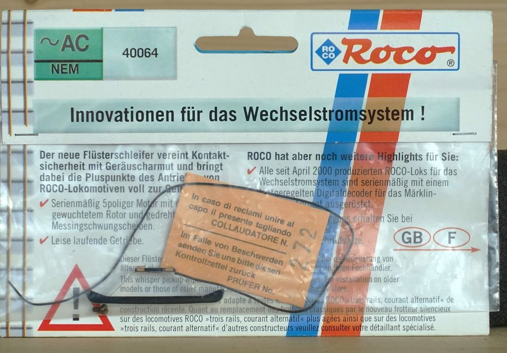 AC Schleifer für Roco Lokomotiven. Roco Art. 40064. (Neu (gemäss ...