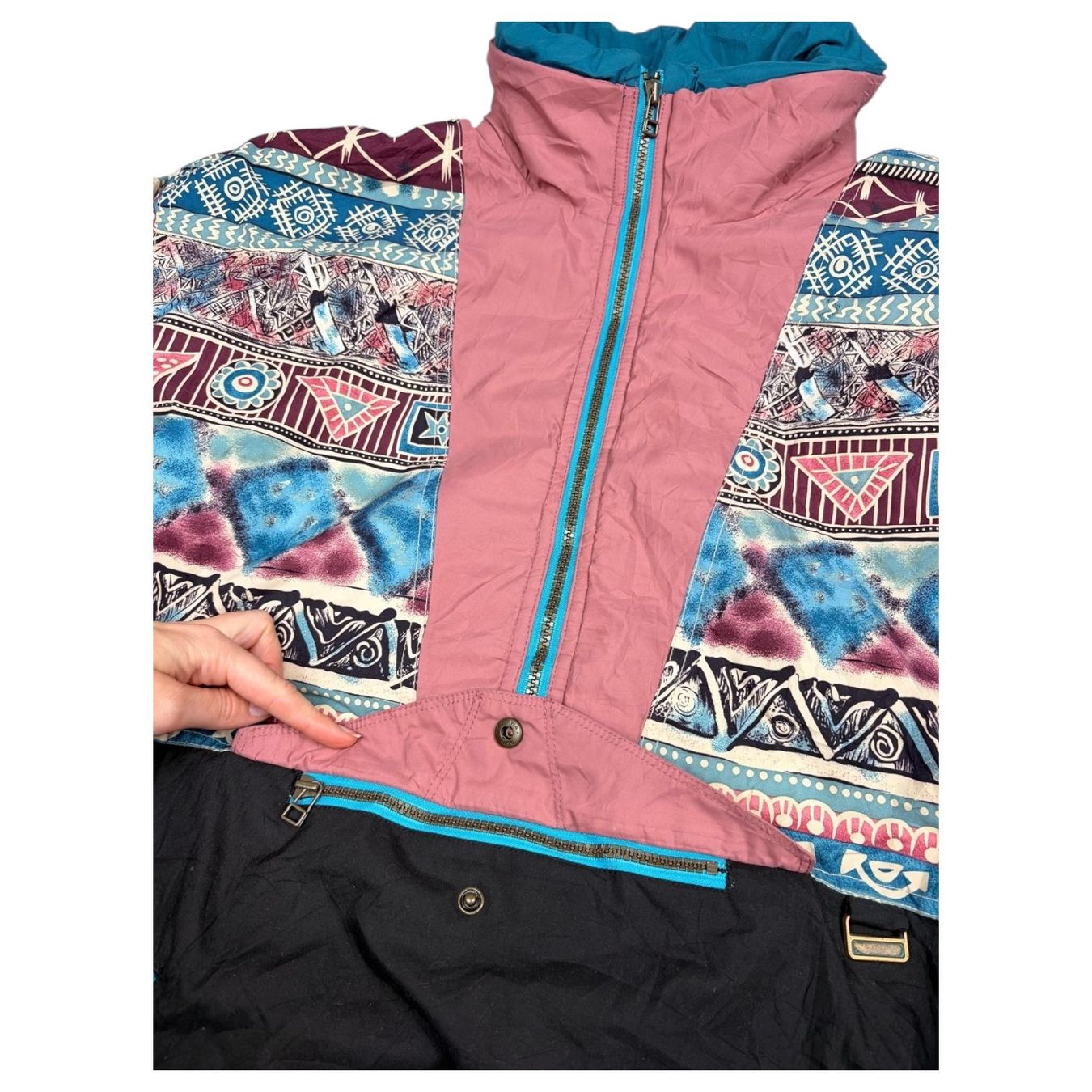 Veste de ski Vintage noir et rose à motif - L femme (Neuf (Voir ...