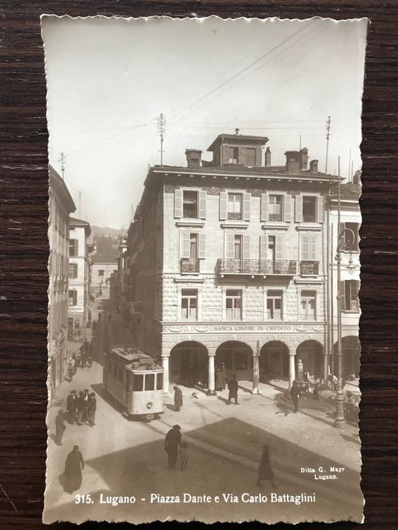 Lugano PIAZZA DANTE E VIA CARLO BATTAGLINI ANIMATA TRAM (!) (Gebraucht ...