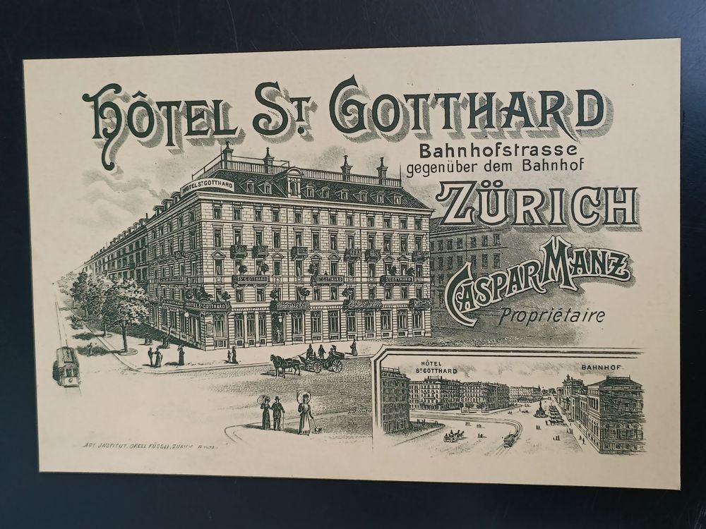 Litho Karte / Hotel St Gotthard beim Bahnhof - Zürich / 1900 (D ...