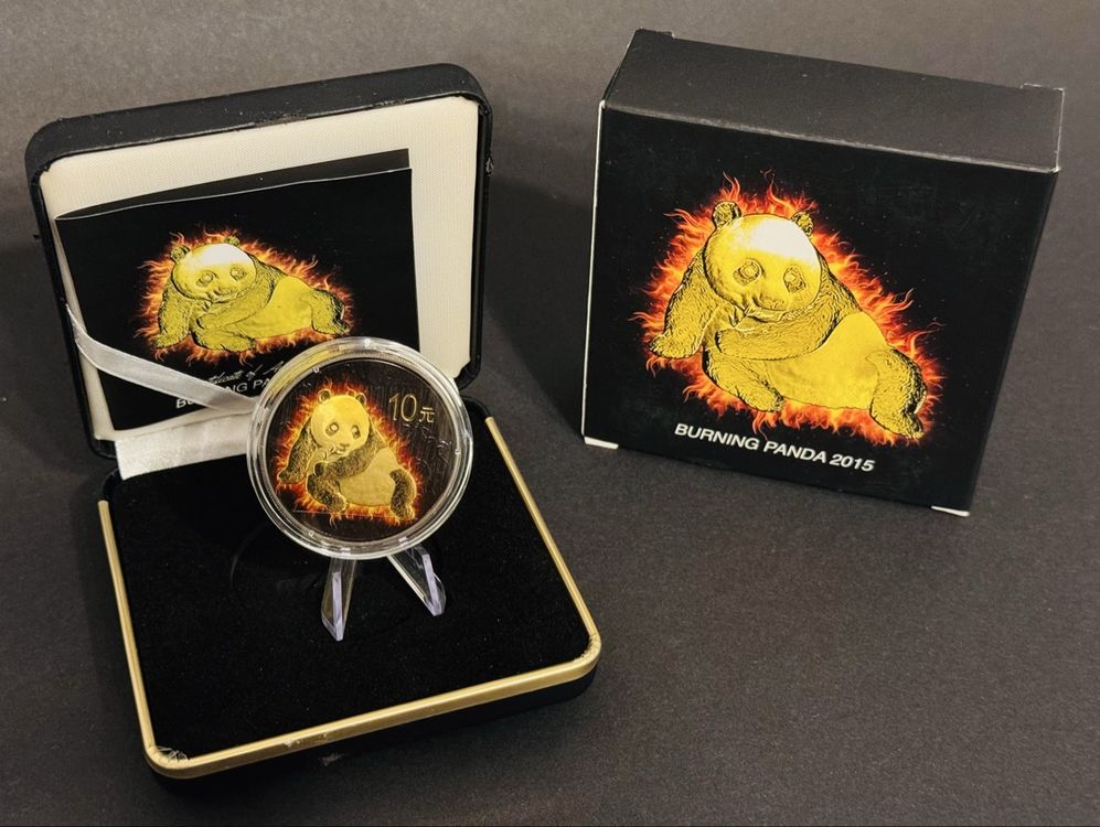 BURNING PANDA Fire Black Ruthenium & Gold - 1 Oz Silber (Gebraucht) in ...