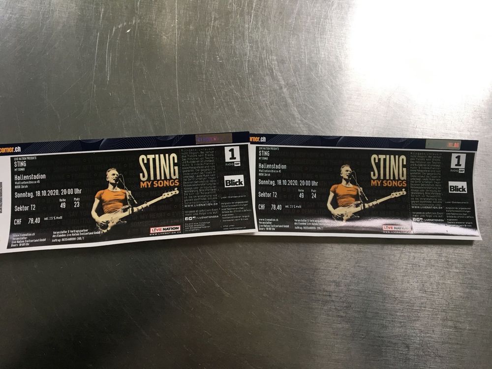 Sting Tickets Hallenstadion 10.10.2020 (Neu (gemäss Beschreibung)) in ...