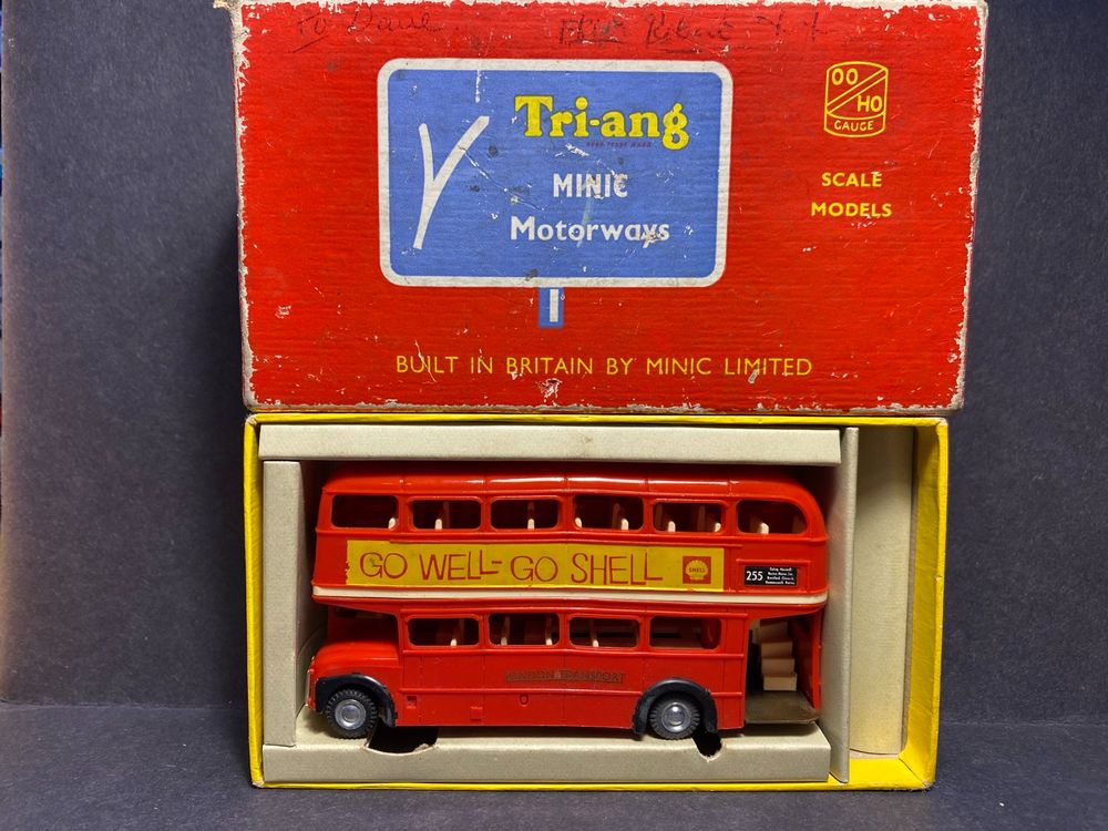 Tri-ang Minic Motorways, London Bus, Go Well- Go Shell OVP (Neu (gemäss ...