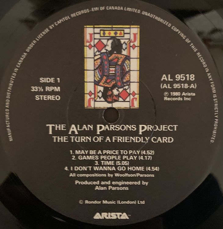 The Alan Parsons Project - The Turn of a friendly Card LP | Kaufen auf ...