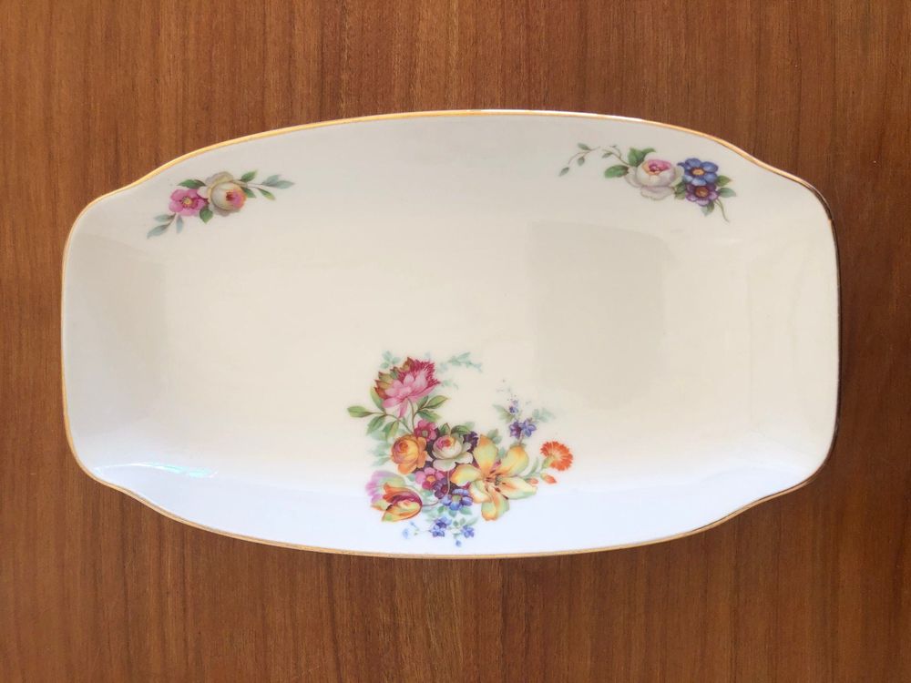 Teller Platte RC ROSENTHAL KRONACH (23x13 cm) Blumenmotiv (Gebraucht ...