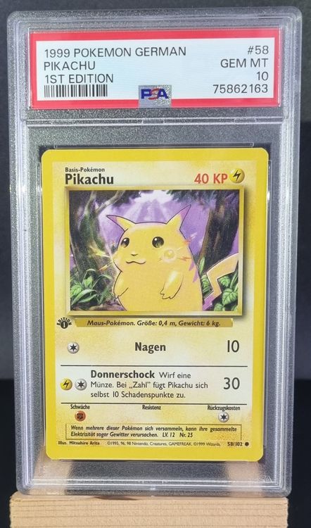 PSA 10 / Pikachu / 1999 Base Set 1st Edition (DE) / GEM MINT (Gebraucht ...