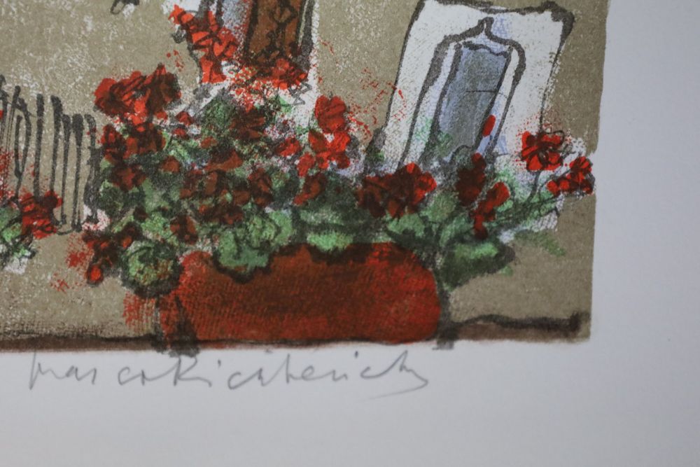 Marco Richterich 1929-1997, Lithographie "Städtchen Gruyère" (Gebraucht) in Zug für CHF 39 – mit ...