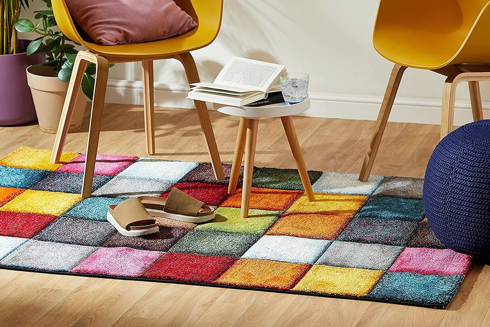 Bunt karierter Teppich 120 x 170 | Kaufen auf Ricardo
