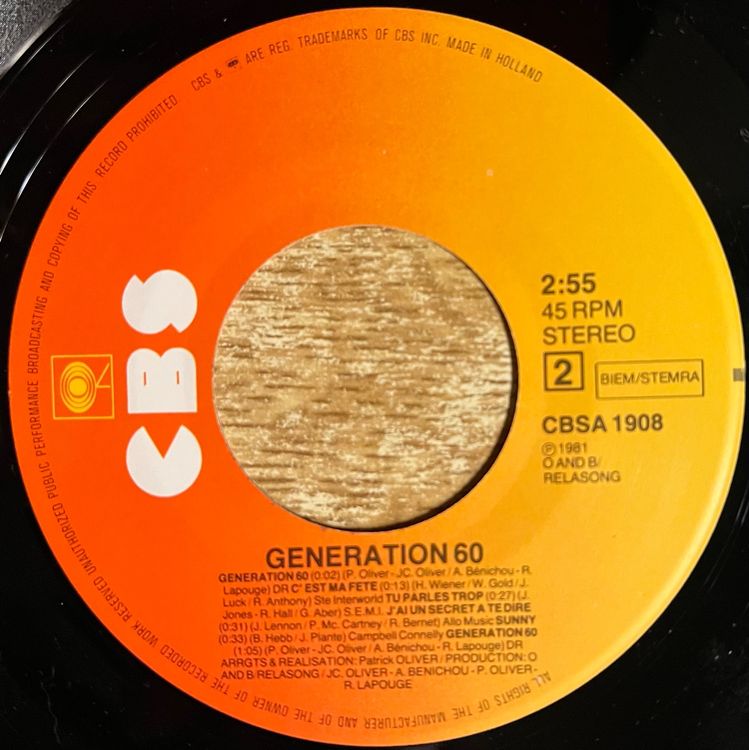 GENERATION 60 - HITS DES ANNEES 60 (Gebraucht) in Bussigny für CHF 3.5 ...