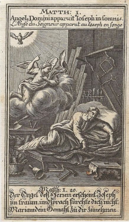 Kupferstich 1780, Engel erscheint Joseph | Kaufen auf Ricardo