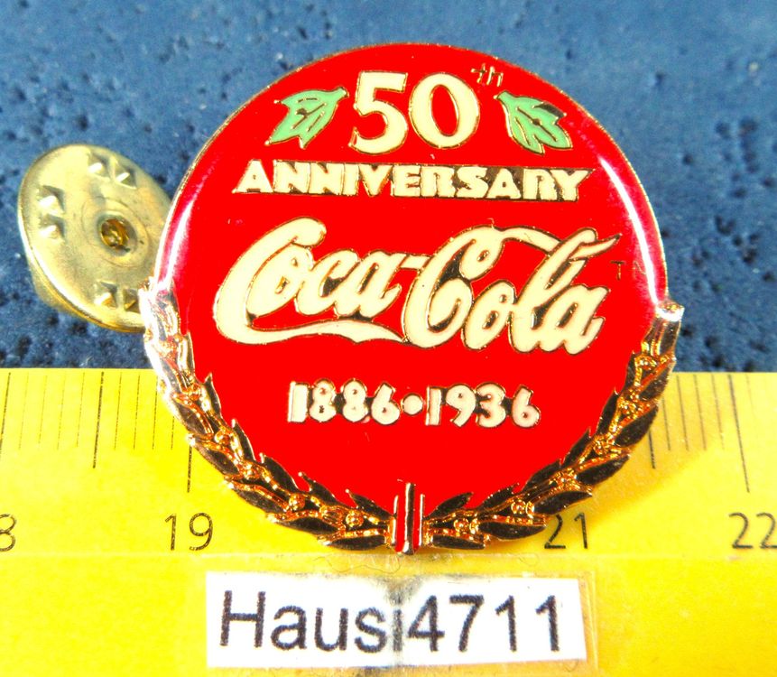 COCA-COLA 50ANNIVERSARY 1886-1936 PIN GLASIERT 30mm GROSSSS | Acheter ...