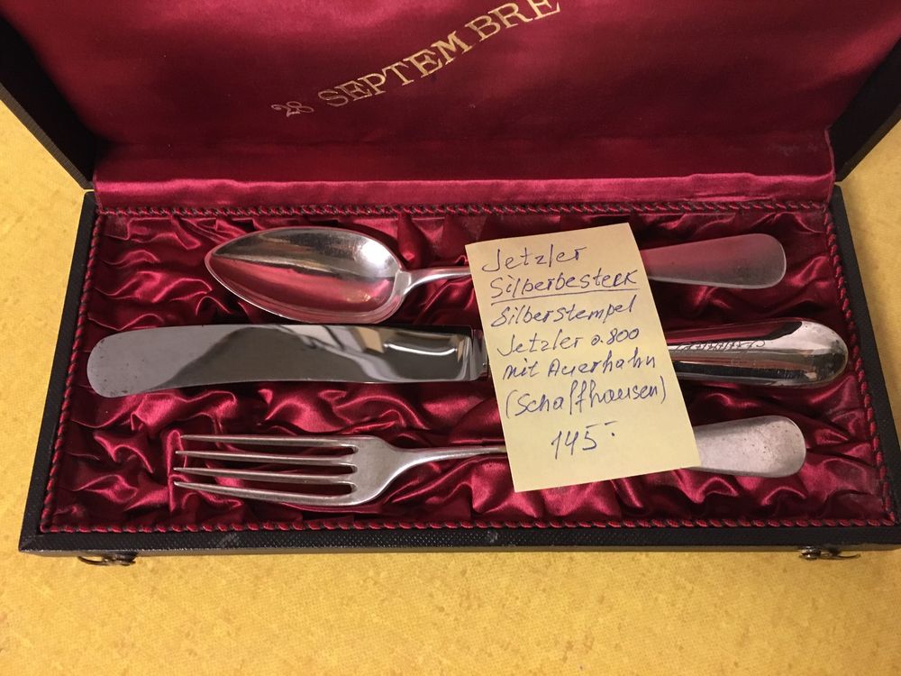Antike Jetzler Silberbesteck 0.800 mit Auerhuhn. | Kaufen auf Ricardo