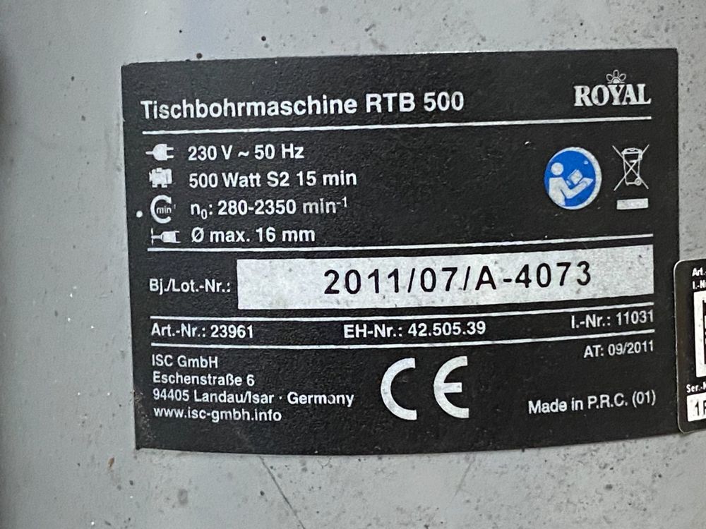 Tischbohrmaschine / Ständerbohrmaschine ROYAL RTB 500, 230 V | Kaufen auf Ricardo