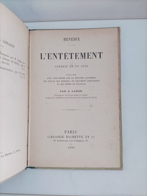 L'entêtement / Roderich Benedix / Hachette 1890 (D'occasion) à crans ...