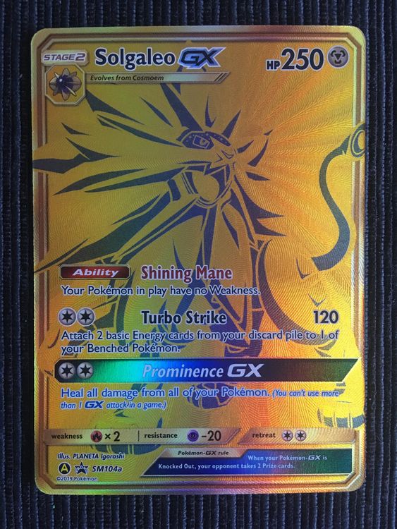 Pokemon Solgaleo GX Gold Shiny Hidden Fates Promo Mint (Neu (gemäss ...