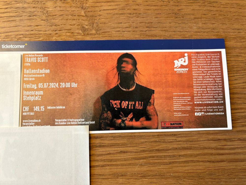 1 Travis Scott Stehplatz Ticket, Zürich (Neu und originalverpackt) in ...