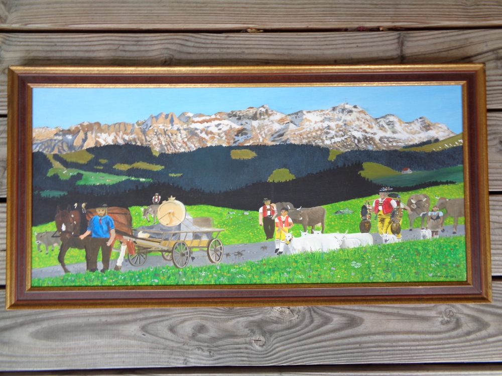 APPENZELLER ALPAUFZUG MIT SÄNTIS BAUERNMALEREI NAIVE MALEREI (Gebraucht) in Henggart für CHF 260 ...