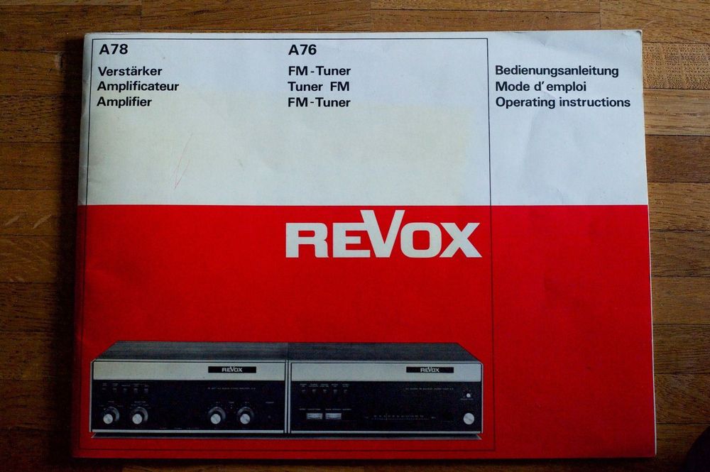 Revox A78 / A76 Originalbedienungsanl. (Gebraucht) in Hombrechtikon für CHF 5 – mit Lieferung ...