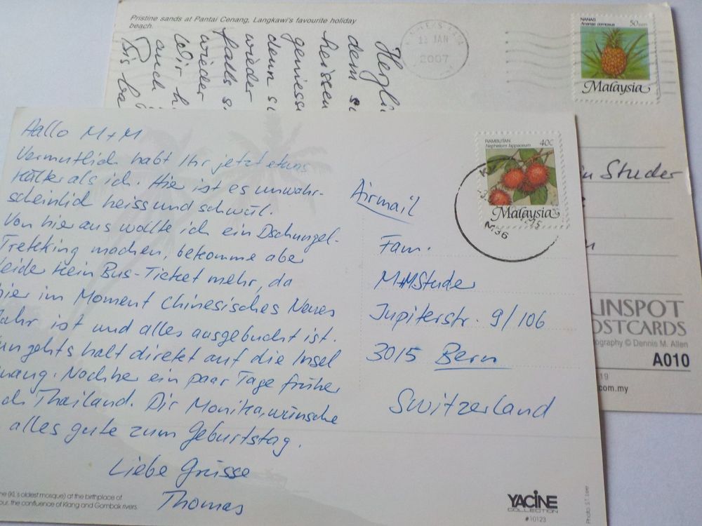 Asien, Malaysia, 2 Karten mit Marken (Gebraucht) in Muri b. Bern für CHF 1 – mit Lieferung auf ...