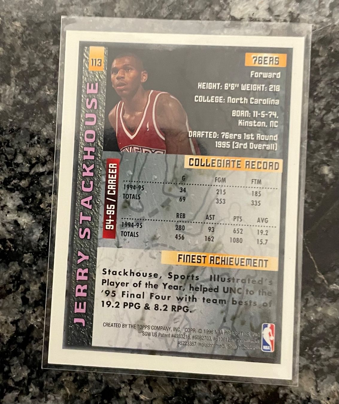 NBA Jerry Stackhouse Topps Finest Rookie Card (Neu (gemäss Beschreibung ...