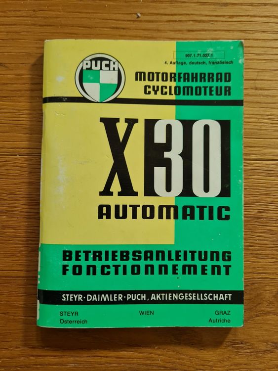Betriebsanleitung Puch Velux X30 Automat Original | Kaufen auf Ricardo