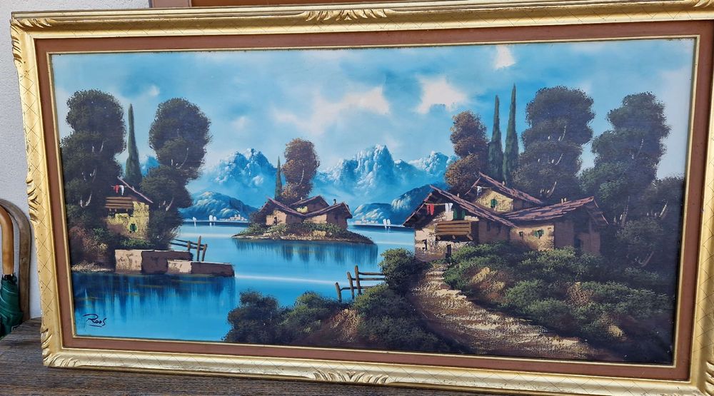 Peinture à l'huile paysage lacustre signé Roos (D'occasion) à ...