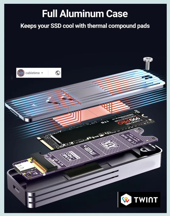 Smart M.2 NVMe/SATA SSD-Gehäuse, USB 3.2 Gen 2 – 10 Gbit/s (Neu und ...