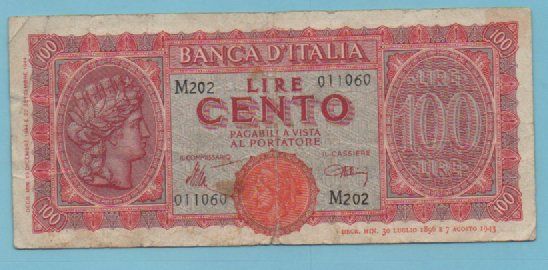 ITALIEN 100 Lire Note degr. 1944 | Kaufen auf Ricardo