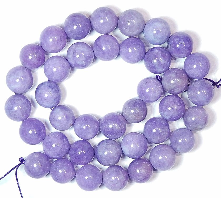 1 Strang echte unbehandelte Lavender Jade Perlen 10 mm (Neu (gemäss ...