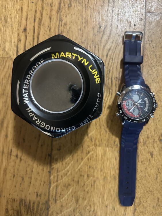 Montre MARTYN LINE Dual Time Chronograph – Sport Bleu/Rouge (Neuf avec ...