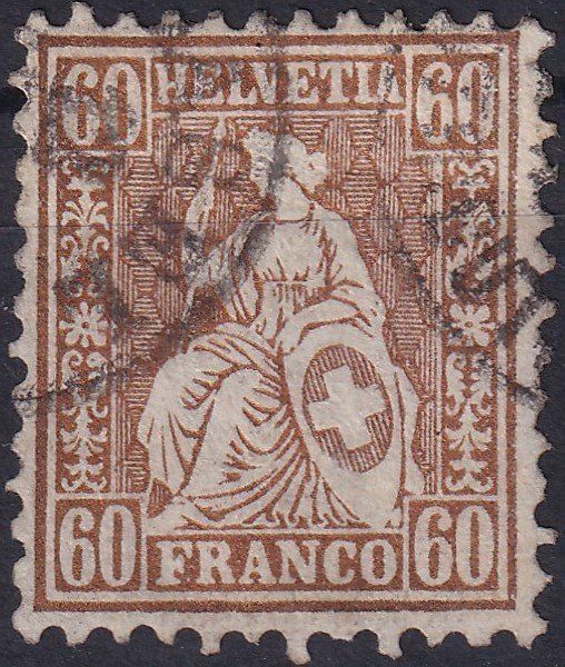 Sitzende Helvetia "weisses Papier" Nr.35, SBK 275.-!! (Gebraucht) in Samnaun-Compatsch für CHF ...