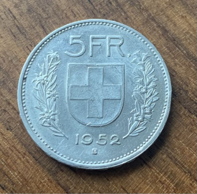 5 Franken 1952 Silber (Gebraucht) in Opfikon für CHF 22.9 – mit Lieferung auf Ricardo kaufen