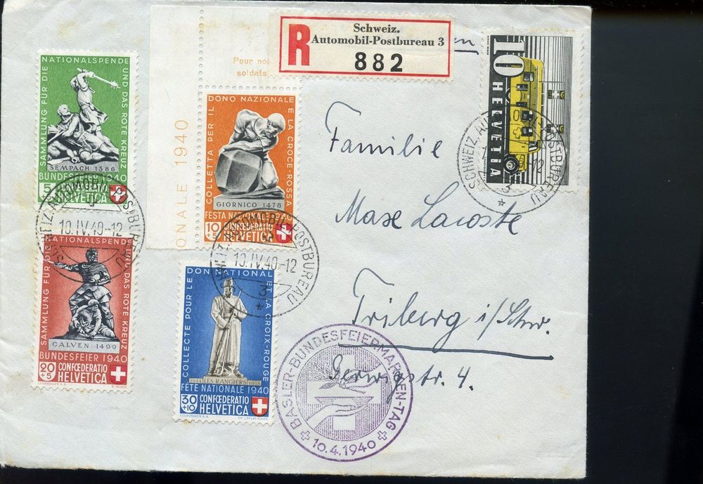 PRO PATRIA 1940 AUF R-BRIEF MIT SST (Gebraucht) in Oud-Turnhout für CHF ...