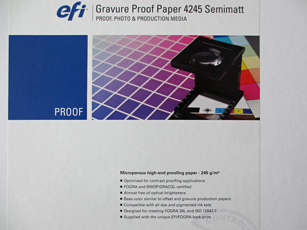 Foto- /Proofpapier EFI 4245 Semimatt 245 g/qm, gross im A2 (Gebraucht ...
