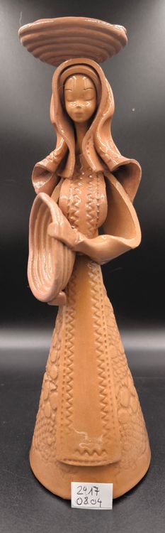 Glasierte Ton Figur Frau mit Schale, von G. SIRENA 55 | Kaufen auf Ricardo